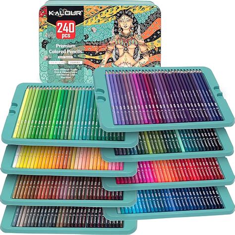 Kalour Lot De 240 Crayons De Couleur Professionnels Noyau Souple