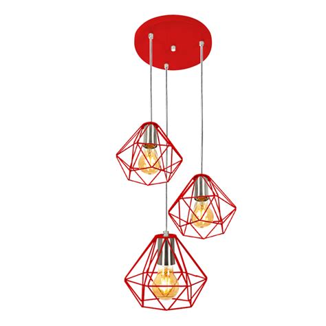 Pendente Diamante Aramado Triplo Vermelho Prata Fabuloso Leroy Merlin