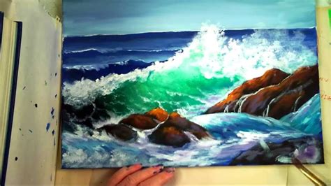 How To Paint Crashing Waves In Acrylics This Lesson Is Great For