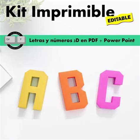 Kit Letras Y Números 3d Para Imprimir Editables