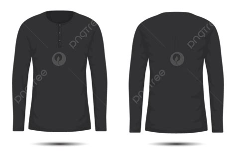 Mockup Kaos Lengan Panjang Hitam Tampak Depan Dan Belakang Vektor