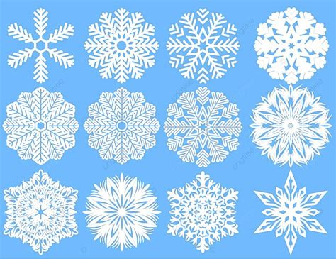 Colección De Copos De Nieve Grupo Copo De Nieve Azul Vector PNG