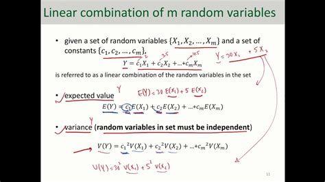linear combination of multiple random variables example youtube