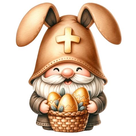 Premium PSD Cute Gnome Easter Day Clipart Illustration