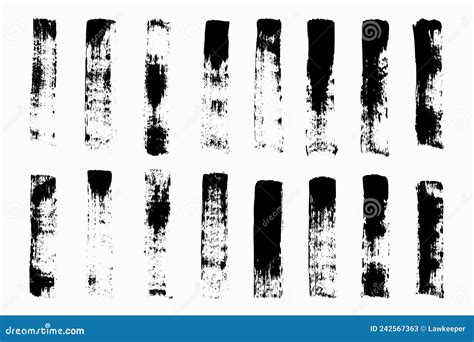 Black Hand Drawn Grunge Brush Strokes Set Stock Vector Illustration