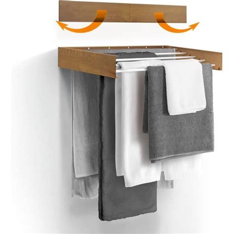 Étendoir À Linge Montage Mural Rétractable Pliable Pour L
