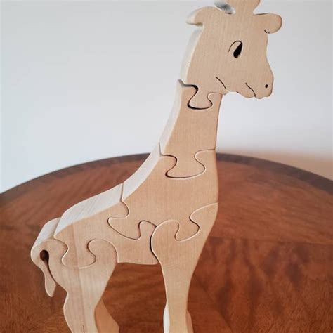 Wood Giraffe Puzzle Etsy