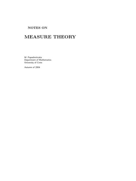 measure theory notes on pdf measure mathematics lebesgue integration