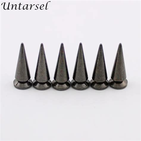10pcs 10 26mm Punk Rock Cone Studs Alloy Screwback Bullet Spike Silver