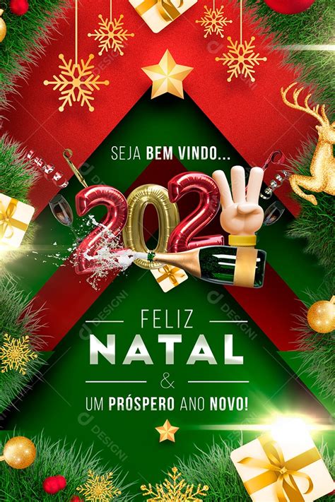 Feliz Natal E Um Próspero Ano Novo Social Media PSD Editável download