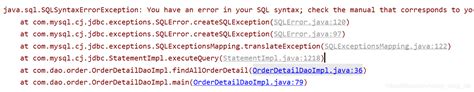 java sql sqlsyntaxerrorexception you have an error in your sql syntax； check the manual that