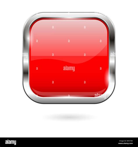 Red Glass Button D Shiny Square Icon Vector Illustration Isolated On