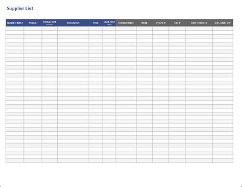 Supplier List Template Excel Web The Supplier Relationship Management