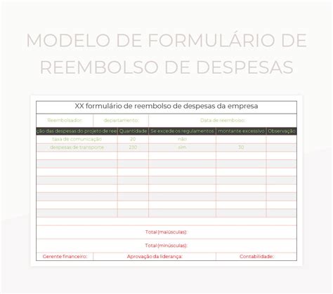 Planilhas Modelo De Formulário De Reembolso De Despesas Excel e Edição