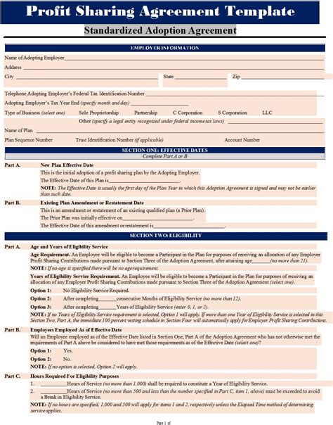 Profit Sharing Agreement Templates Free Report Templates