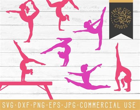 Gymnast Silhouette Cut Files Svg Dxf PNG Vector Graphics Etsy
