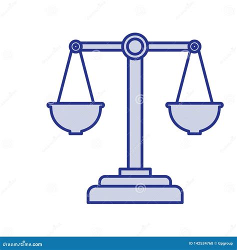 Silueta Azul De Las Escalas De La Justicia Ilustración del Vector