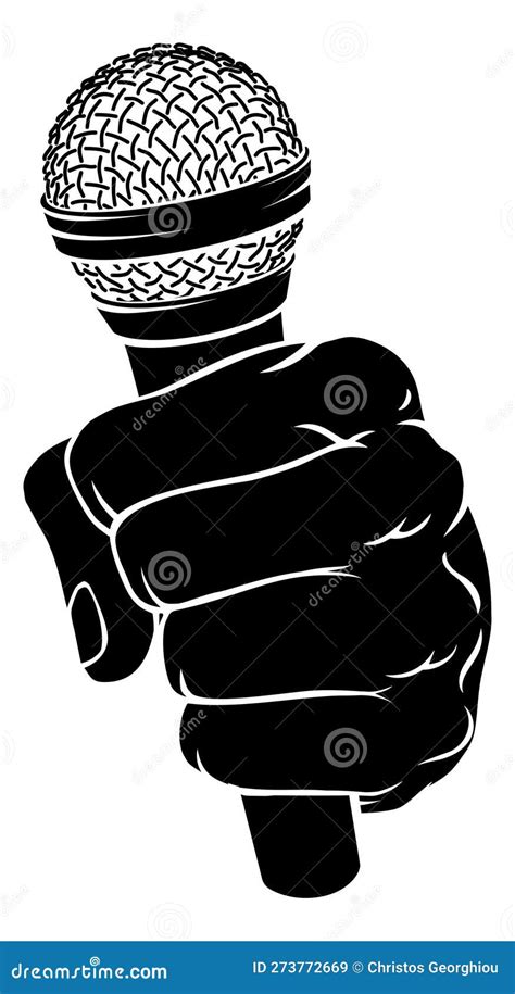 Fist Hand Holding Mic Microphone Cartoon Icon Stock Vector
