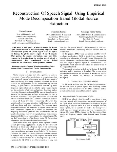 pdf reconstruction of speech signal using empirical mode decomposition based glottal source