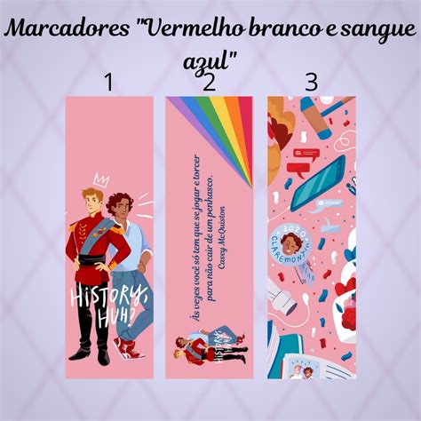 Marcador De Pagina Vermelho Branco E Sangue Azul Plastificado Ou