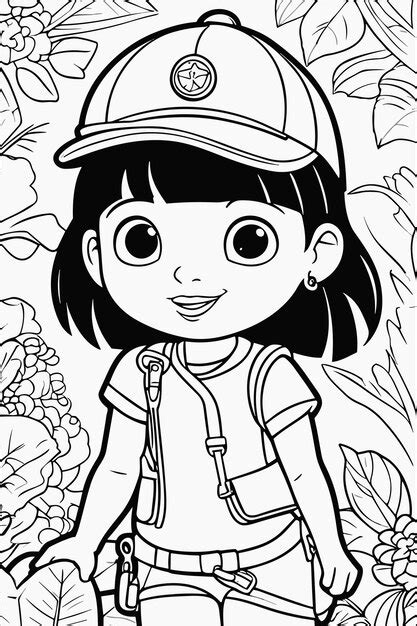 Ilustración de libro de colorear lindo vector kawaii Vector Premium