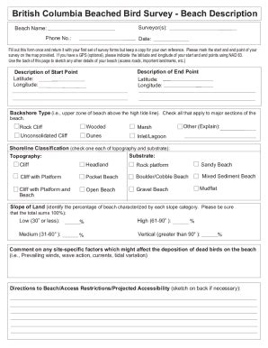 Fillable Online BBS Beach Description Form Cdr Fax Email Print PdfFiller