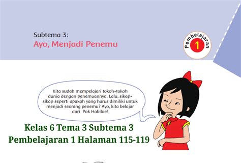 Kunci Jawaban Kelas 6 SD Halaman 115 116 117 118 119 Tema 3 Subtema 3