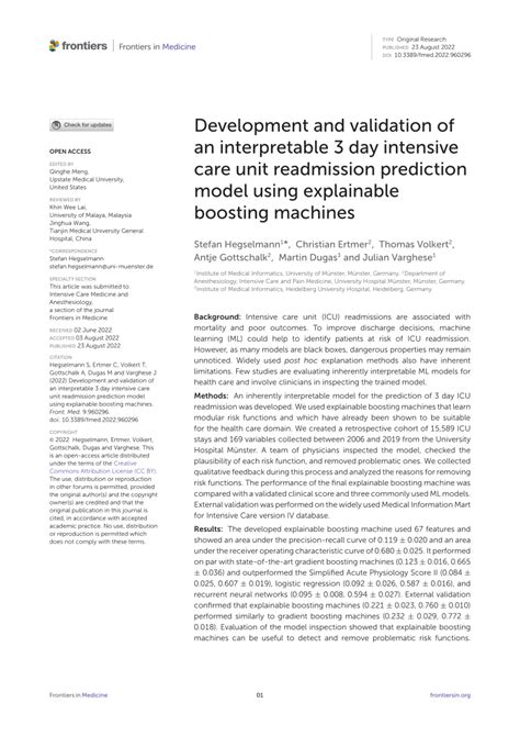 pdf development and validation of an interpretable 3 day intensive care unit readmission