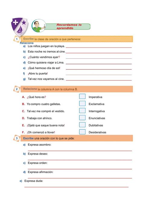 Oraciones Seg N La Actitud Del Hablante Interactive Worksheet Clases