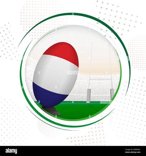 Flagge Frankreichs Auf Rugby Ball Rundes Rugby Symbol Mit Flagge