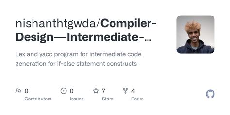 github nishanthtgwda compiler design intermediate code generation lex and yacc program for