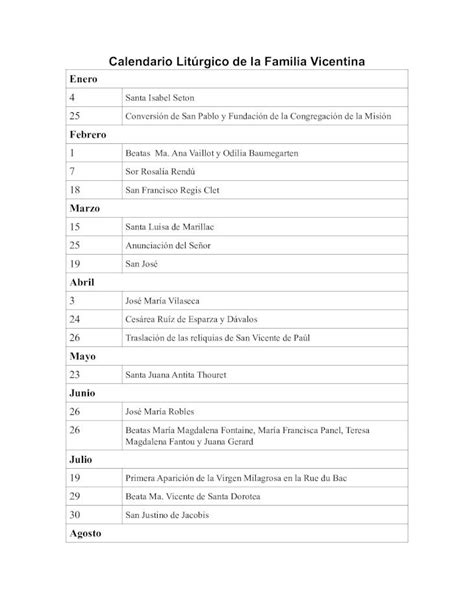 PDF Calendario Litúrgico de la Familia Vicentina PDF