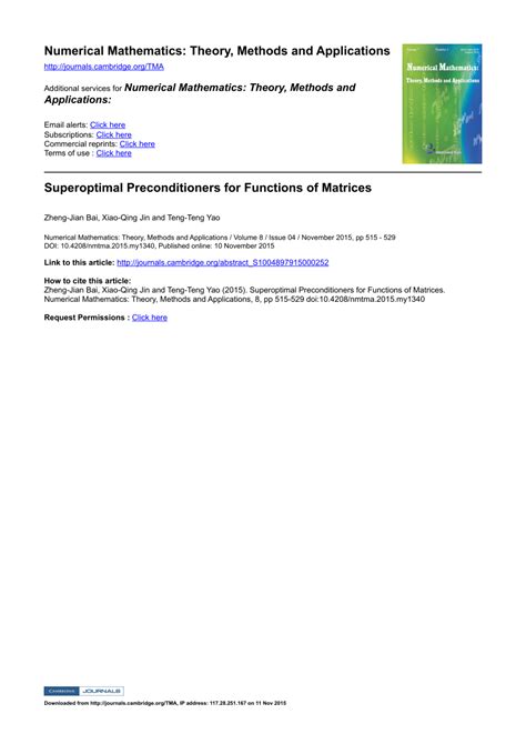 pdf superoptimal preconditioners for functions of matrices