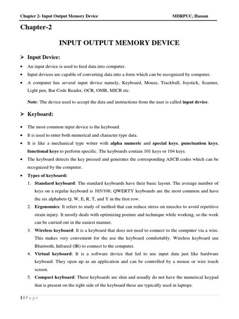 chapter 2 input output memory device pdf printer computing random access memory