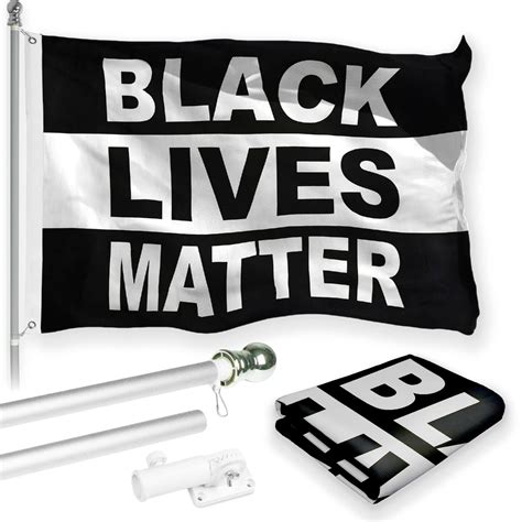 G128 Combo Pack 6 Feet Tangle Free Spinning Flagpole Silver Black
