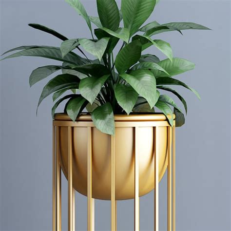 600mm Gold Plant Pot Indoor Modern Metal Planter With Gold Stand For