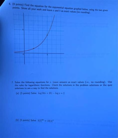 solved 6 8 points find the equation for the exponential