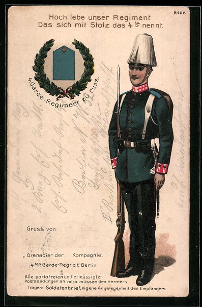 Ansichtskarte Soldat Des Garde Regiment Zu Fuss In Uniform