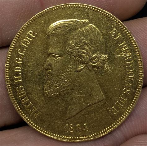 Moeda do Brasil 20 000 réis 1864 O684 OURO 17