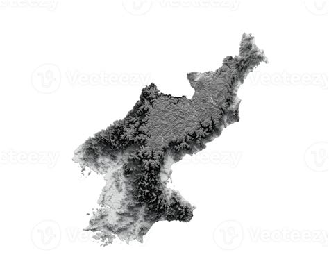 Norte Corea Mapa Bandera Sombreado Alivio Color Altura Mapa 3d