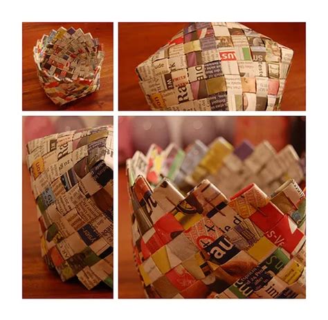Paper Basket Make Newspaper Baskets By Weaving Strips