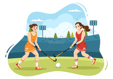 Ilustración De Deporte De Jugador De Hockey Sobre Césped PSD