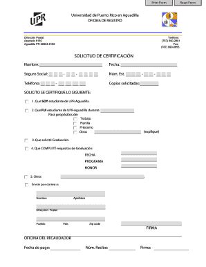 Completable En línea Solicitud de certificaci n Universidad de Puerto