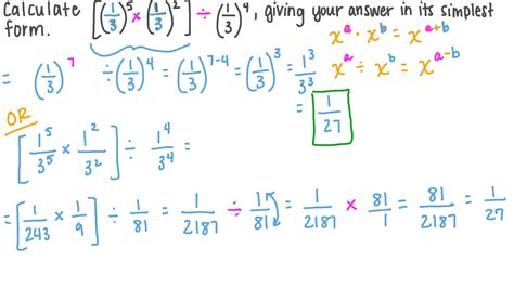 question video simplifying numerical expressions using laws of exponents nagwa