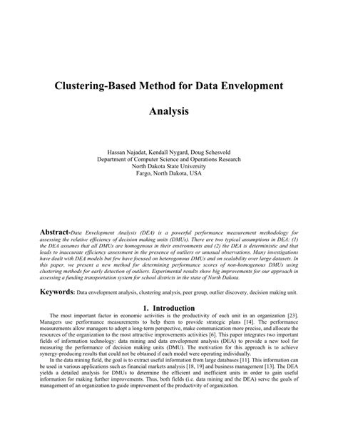pdf clustering based method for data envelopment analysis