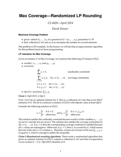 max coverage—randomized lp rounding