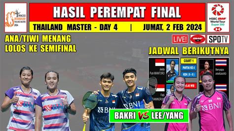 Hasil Thailand Master 2024 Hari Ini Babak 8 Besar ANA TIWI Menang