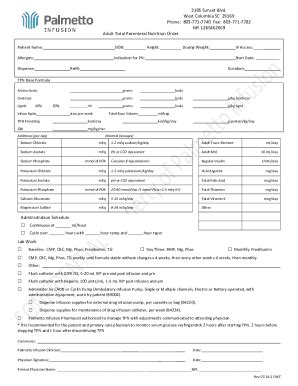 Fillable Online Adult Total Parenteral Nutrition Order Fax Email Print