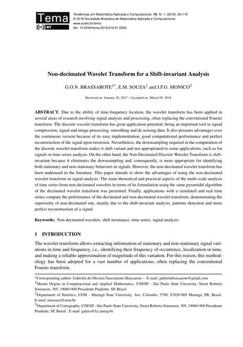 pdf non decimated wavelet transform for a shift invariant analysis