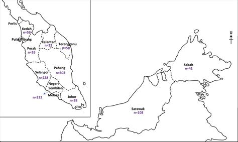 The Map Of Malaysia Peninsular And East Malaysia Together With The